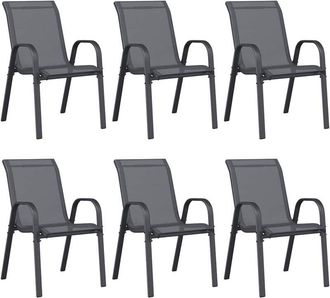 vidaXL Vidaxl - Chaises empilables de jardin 6 pcs Gris Tissu textil&egrave;ne