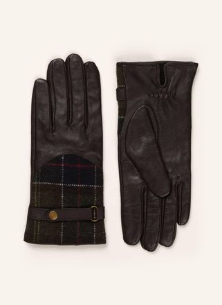 Barbour Lederhandschuhe Tartan braun