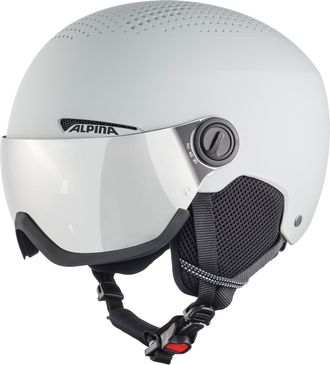 Alpina ARBER Visor Q-LITE - hochwertiger & sicherer Skihelm f&uuml;r Erwachsene, mit waschbarem Innenfutter, mit kontrastverst&auml;rkendem Visier - Grey matt - M (54-