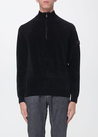 Peuterey Rollkragenpullover aus Chenille-Samt mit halbem Rei&szlig;verschluss und &uuml;berschnittenen Schultern