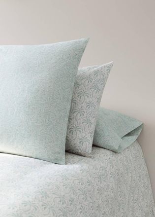 Mango Taie doreiller percale de coton imprim&eacute; palmiers 60x60 cm vert pastel - Home - 60x60cm - MANGO HOME