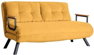 Dmora Schlafsofa 2-Sitzer Merak 133x78 cm Gelb, Stauraum