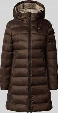 Blauer Daunenmantel mit Kapuze Modell AGNES