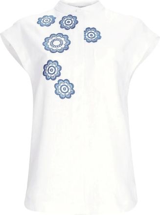 Silvia Tcherassi Adele floral-embroidery shirt - Blanc
