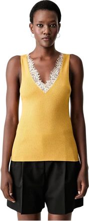 Pinko Pinko, Femme, Tops, Jaune, Taille: 38 FR Pull en maille