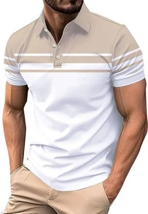 Generic Men Within T-shirts pour homme - Coupe ajustée - Chemise à manches courtes personnalisée pour homme - Imprimé rayé classique - Col en coton - T-shirt 