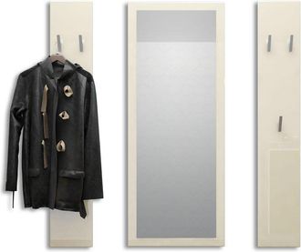 Vladon Garderobenset Garderobe Spot, Made in Germany, in Creme Hochglanz