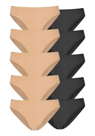 Petite Fleur Bikinislip PETITE FLEUR, Damen, Gr. 32/34, schwarz (beige, schwarz), Single Jersey, Obermaterial: 95% Baumwolle, 5% Elasthan, unifarben, k&ouml;rpernah, Un