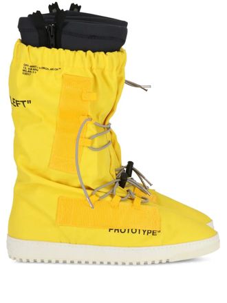 Off-white bottines de pluie lacées à semelle crantée - Jaune
