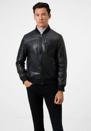 Ricano Lederjacke Samuel Lederjacke im College-Stil mit Stehkragen