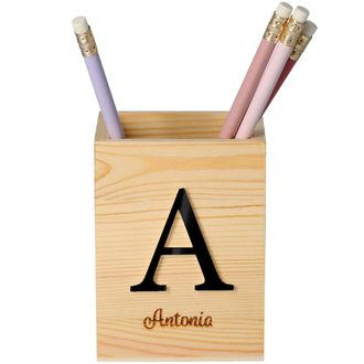 Goodtimes Stiftehalter mit Initial und Name | Personalisiert und in verschiedenen Farben (Schwarz)