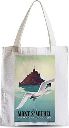 Fabulous Grand Sac Shopping Plage Etudiant Mont Saint Michel France Affiche Poster Vintage Voyage Art Deco 30s