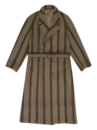 Aim&eacute; Leon Dore manteau crois&eacute; en laine &agrave; rayures - Marron