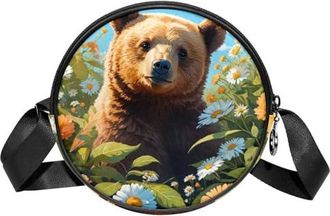 Generic Sac &agrave; bandouli&egrave;re rond pour femme, petit sac &agrave; bandouli&egrave;re avec fermeture &eacute;clair et bretelles r&eacute;glables style d&eacute;contract&eacute; pour femmes et filles