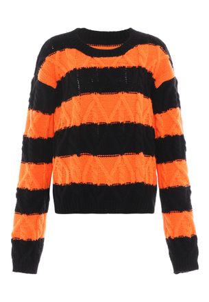 Mymo Strickpullover Damen schwarz/orange