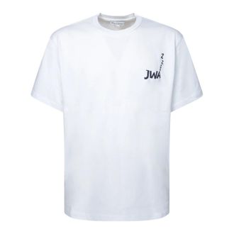 J.W.Anderson Homme, Tops, Blanc, Taille: L T-shirt Blanc avec Logo Stylis&eacute;