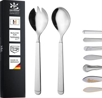 Gehring SOLINGEN| Gehring Salatbesteck 2 teiliges Set, Salatl&ouml;ffel und Salatgabel aus Edelstahl 18/10 | Made in Germany