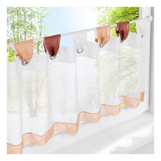 Liya 1 St&uuml;ck Bistrogardine Bunt Kleine Kaffee Scheibengardine Voile Transparent Vorhang (HxB 45x120cm, Kaffeebraun)