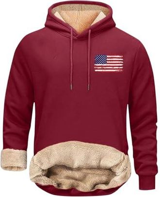 Generic Hauts en polaire pour homme - Veste moelleuse pour homme - Printemps et automne - Imprimé 2D - Drapeau national rétro - Tendance - Sweat épais en velo