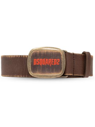 Dsquared2 Lederg&uuml;rtel mit Logo-Schild - Braun