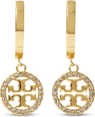 Tory Burch Femme, Accessoires, Jaune, Taille: ONE Size Miller Pav&eacute; Hoop Earrings