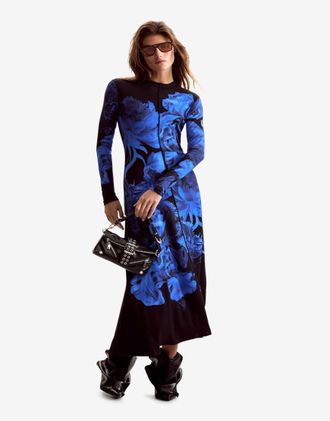 Desigual robe longue fleurie m. c. lacroix en bleu
