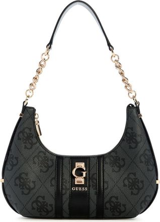 Guess Schultertasche Erenia Top Zip Shoulder Bag Coal Logo dunkelgrau