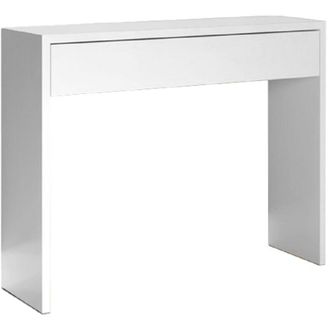 PEGANE Table console, meuble console avec 1 tiroir coloris blanc - longueur 100 x profondeur 30 x hauteur 76 cm