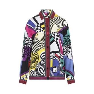 Versace Geometrisches Print Seidenhemd mit langen &Auml;rmeln - - Blouses & Shirts - Damen - Mehrfarbig - M