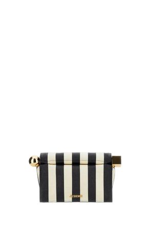 Jacquemus Clutches - Striped Patchwork Raffia Fold-Over Clutch - Gr. unisize - in Schwarz - f&uuml;r Damen