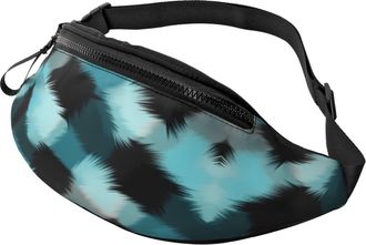 Generic Mode Bauchtasche Blau Kariertes Muster H&uuml;fttaschen Bauchtasche H&uuml;fttasche F&uuml;r Herren Radfahren Laufen 14X35Cm