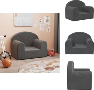 vidaXL Kindersofa Anthrazit Weich Plüsch - Kindercouch - Kuschelcouch - Spielplatz - Kinderzimmer Dekoration - Sitzgelegenheit