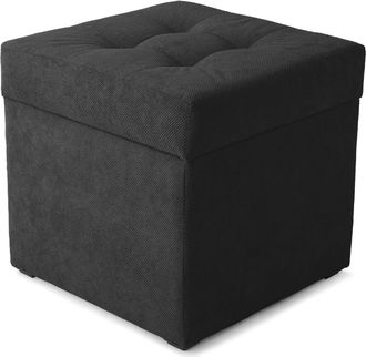MG Design Polsterhocker 45 x 45 cm Schwarz mit Stauraum (ca. 50 l), Tragkraft bis zu 300 kg, ohne Montage und leicht zu reinigen, stabil - für Wohnzimmer, Schla