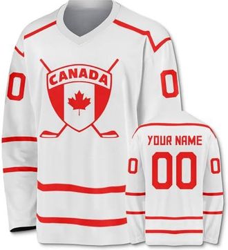 Generic Maillot de hockey sur glace personnalis&eacute; pour hommes, femmes, adolescents, enfants - Nom et num&eacute;ro personnalisables - Manches longues - V&ecirc;tement pour 