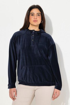 Ulla Popken Sweatshirt Cord-Hoodie Oversized Kapuze Langarm Gummisaum