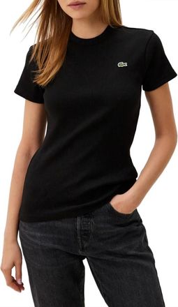 Lacoste Femme, Tops, Noir, Taille: 36 FR T-Shirt Coton C&ocirc;tel&eacute; Coupe Slim