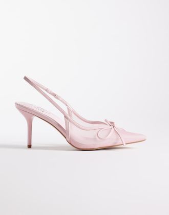 Simmi London SIMMI London - Susanna - Chaussures en tulle &agrave; talon et bride arri&egrave;re - Rose