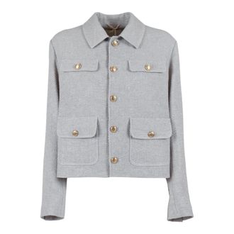 Circolo 1901 Giacca Crop in Lino e Cotone - - Jackets - Damen - Grau - L
