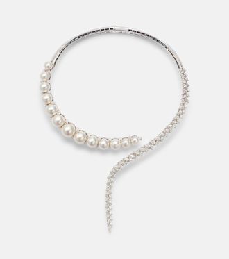 Yeprem Collier Pearlescent en or blanc 18 ct, diamants et perles