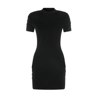 Alexander Wang Kurz&auml;rmeliges Minikleid mit Logo-Raffung - - Dresses - Damen - Schwarzk - XS