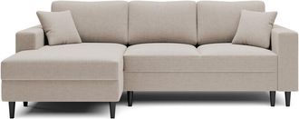 Selsey Nalika L-förmiges Eckschlafsofa mit Stauraum, beige, hydrophober Velours, linksseitig - Selsey
