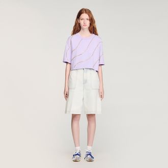 Sandro T-shirt court strass&eacute;