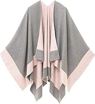 Generic Poncho Femme Hiver Chaud Chale Femme Hiver Chaud Cape Femme Effet enveloppant Ch&acirc;le &Eacute;l&eacute;gant Coloris Contrast&eacute;s Coupe-Vent Automne-Printemps