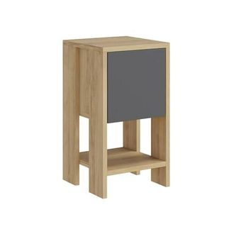 Dmora Nachttisch Draco, Niedrige Kommode, Tisch, Multifunktionaler Nachttisch, 30x30h55 cm, Eiche und Anthrazit