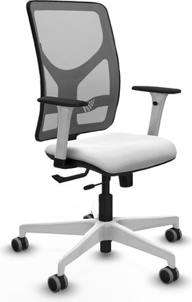 Piqueras y Crespo Schreibtischstuhl in Wei&szlig; und Grau, mit wei&szlig;en und schwarzen Armlehnen, h&ouml;henverstellbare Lendenwirbelst&uuml;tze, ausgestattet mit Syncro/Traslack und Sch