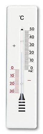 TFA Dostmann Analoges Innen-Außen-Thermometer aus Metall, wetterfest, 26cm hoch, weiß