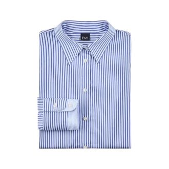 Fay Gestreiftes Langarm-Baumwollhemd - - Blouses & Shirts - Damen - Blau - XL
