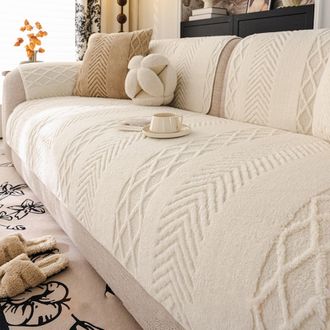 Generic Weicher Baumwoll-Velours Haustiersofa-Bezug - rutschfeste & Waschbare Universaldecke, Schutz f&uuml;r Ecksofas White 90 * 260cm/35.43 * 102.36in