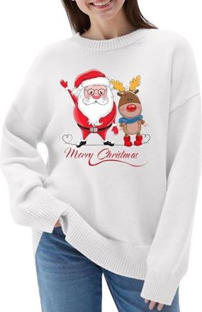 Generic Pull Noel Femme Pull De Noel Femme Pulls De Noël Confortable Imprimé Thématique Doux Col Roulé Élégant Outfit