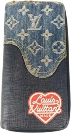 Louis Vuitton unisex, Pre-owned, Bleu, Taille: ONE Size Portefeuille en denim Pre-owned